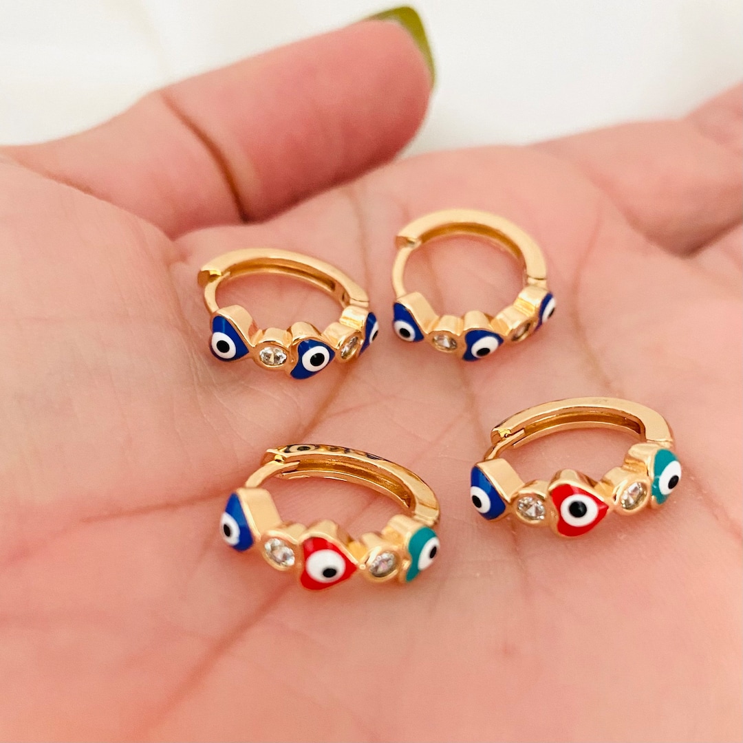 Evil Eye Hoop Earrings, Evil Eye Earrings, Clip on Hoop Earrings, Evil ...