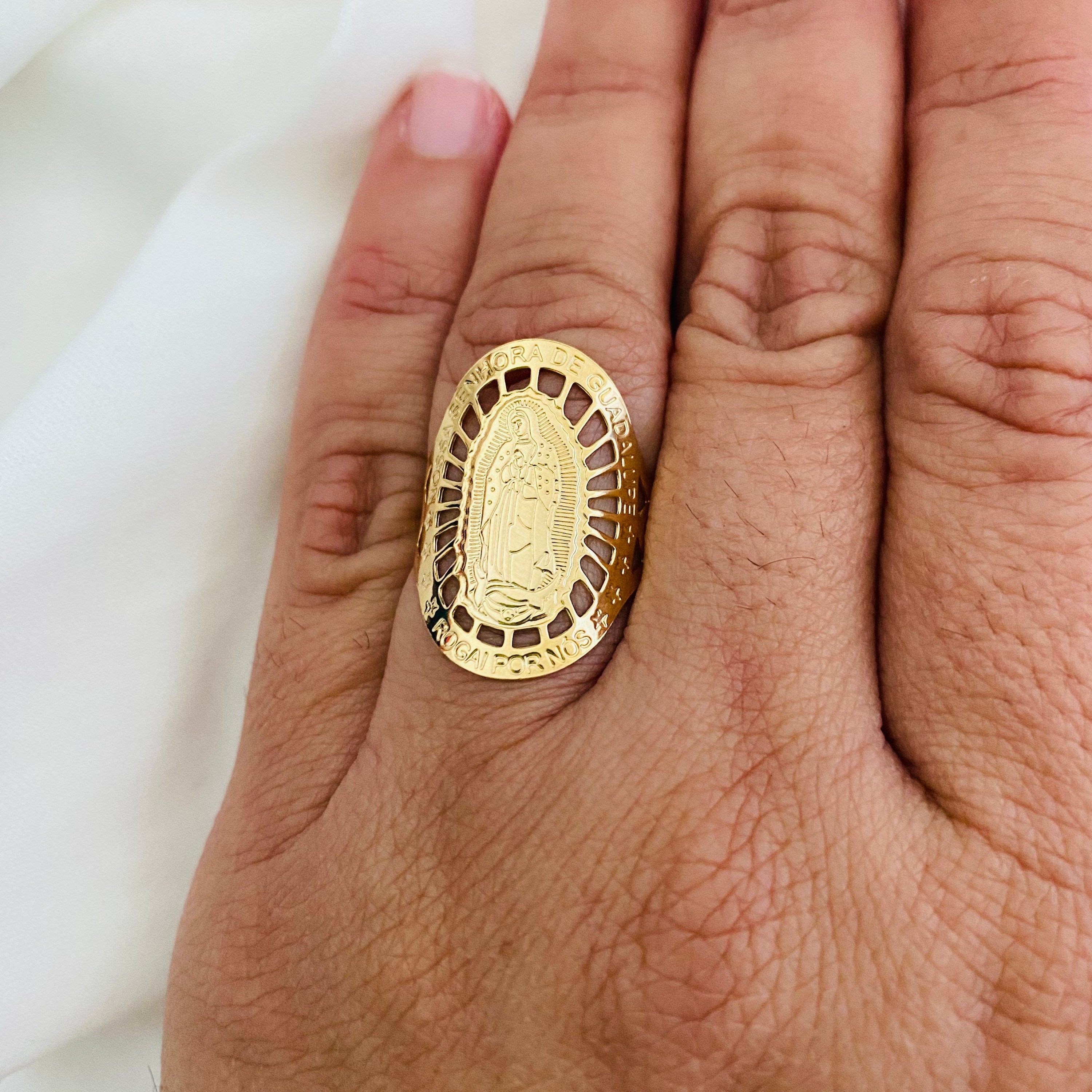 18k Gold Filled Our Lady of Guadalupe Ring: Religious Protection Ring ...