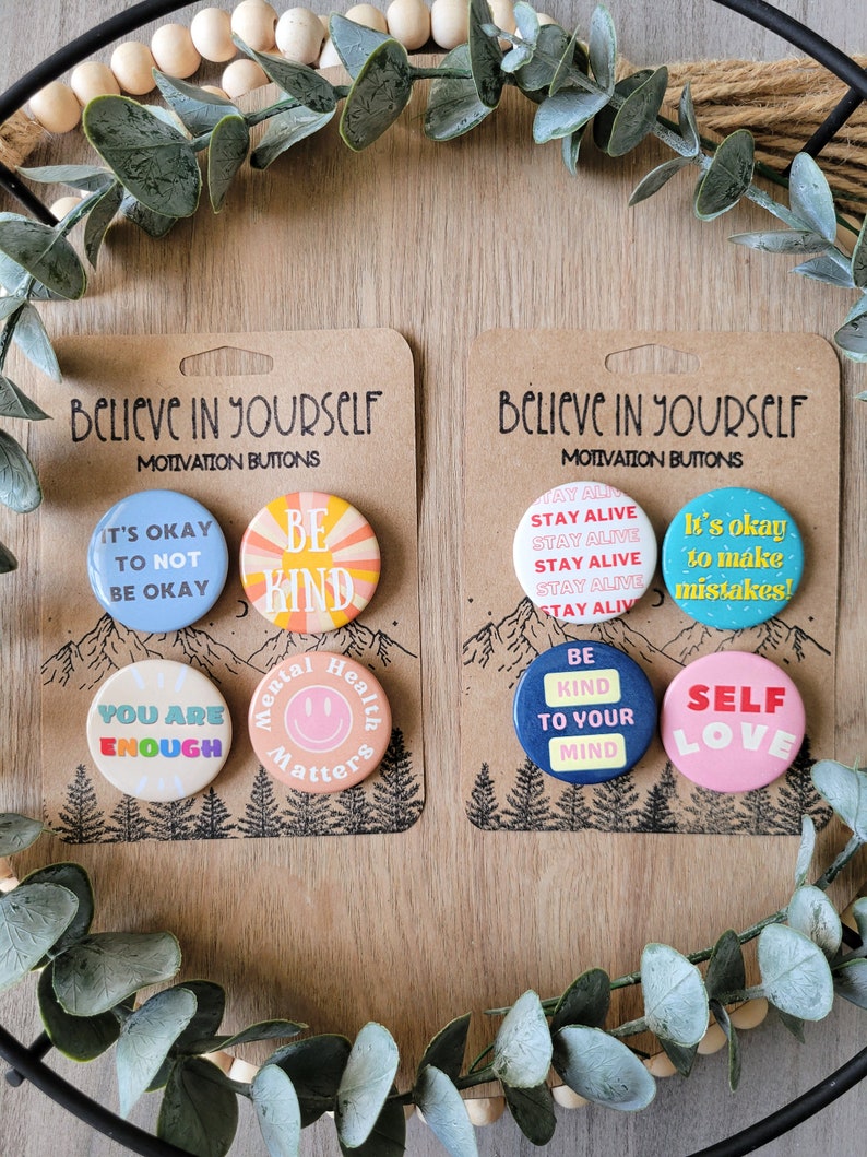 Mental Health Buttons | Motivation Buttons | Button Pins | Mental ...