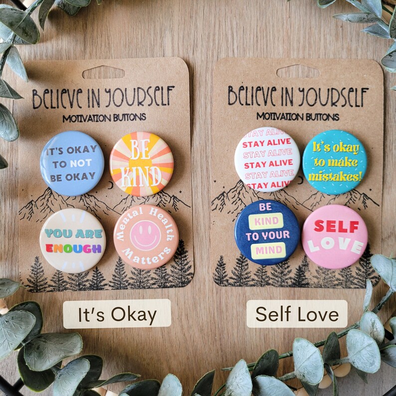 Mental Health Buttons | Motivation Buttons | Button Pins | Mental ...