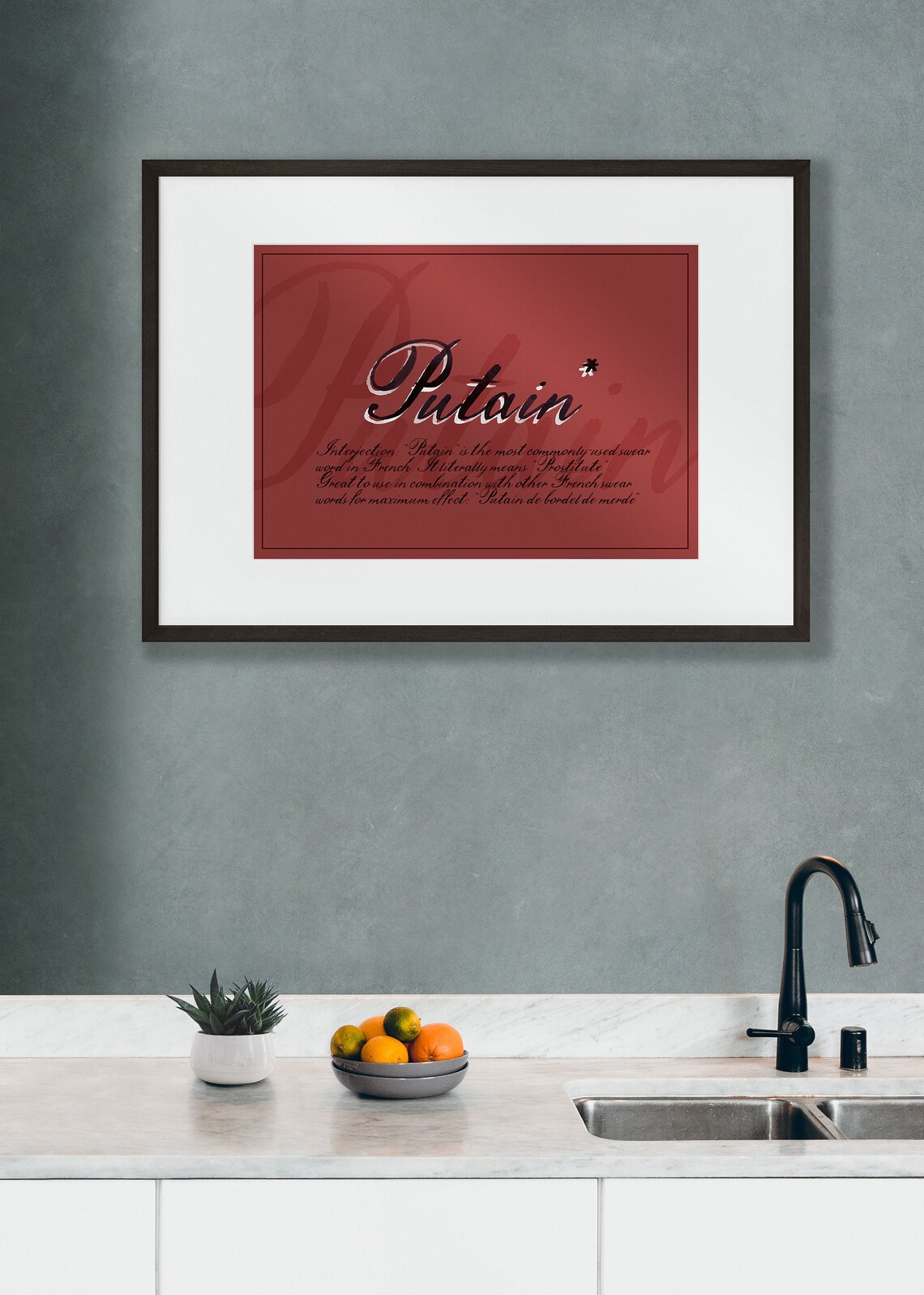 French Quote Prints Ruby Red Putain. Vintage Typography | Etsy
