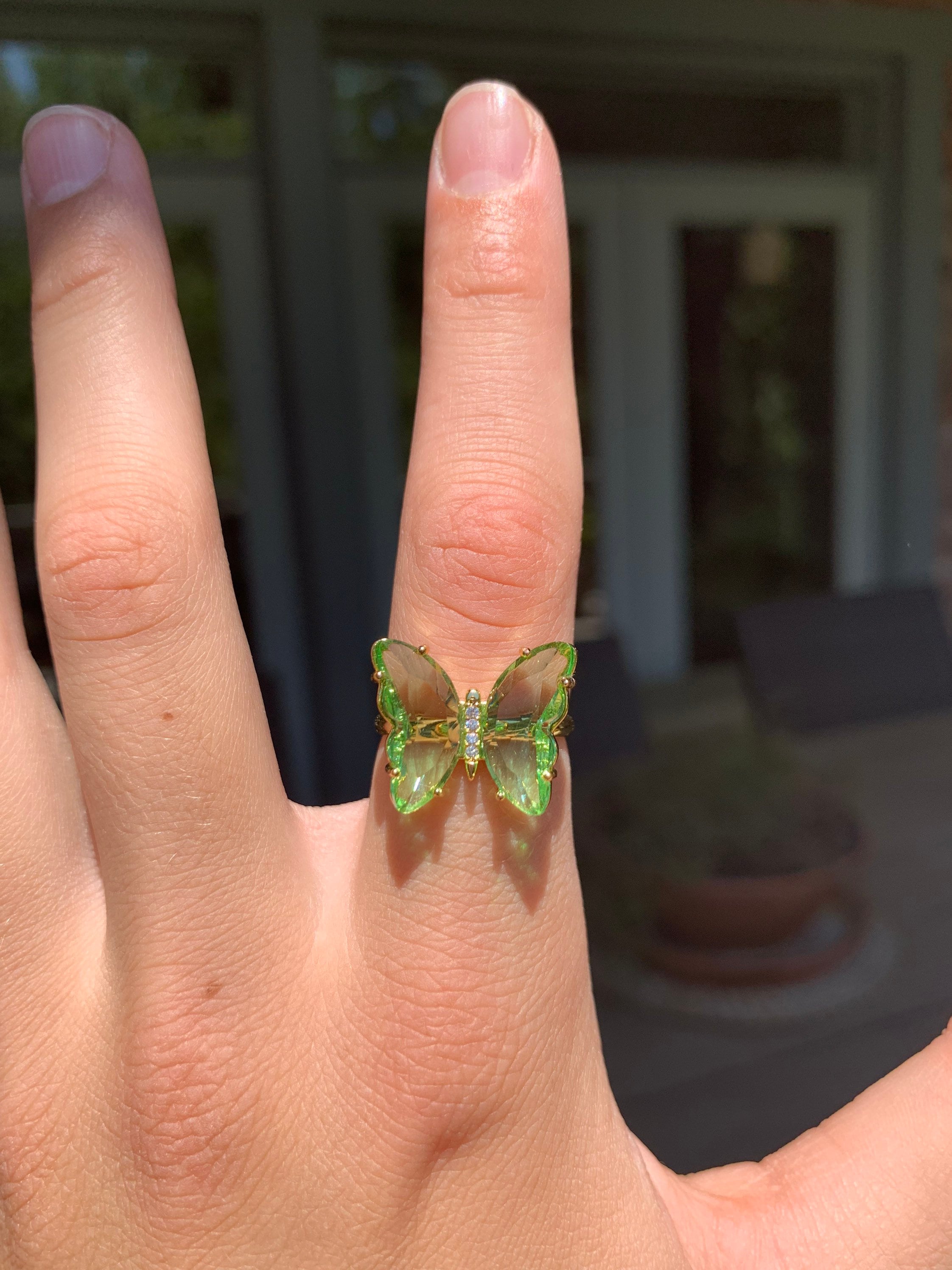 Crystal Butterfly Ring Adjustable - Etsy