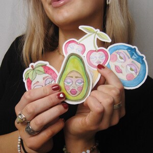 Lady Fruit Sticker Set - Etsy