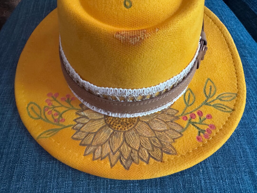 Sunflower Flat Top Hat - Etsy