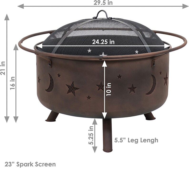 Heavy Duty Fire Pit 24-inch, Outdoor Fire Pit, Deep Fire Pit, BBQ Grill ...