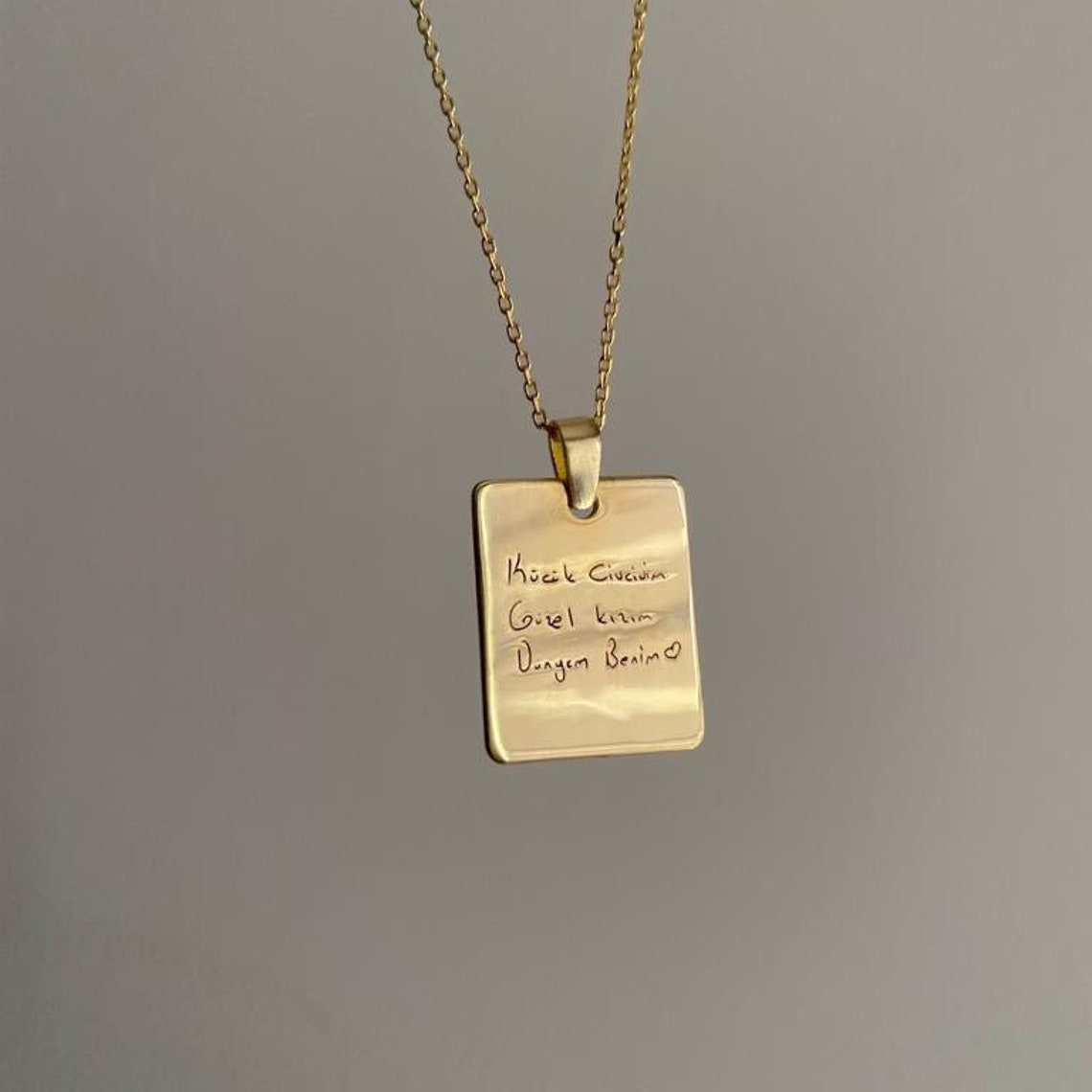 Custom Handwriting Necklace, Actual (your Own) Handwriting, 14k Gold ...