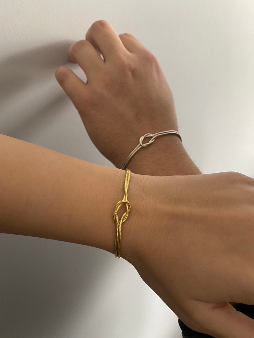 Valentine's Day Gift, Love Knot Bracelet, Dainty Couple Bracelets, 925 ...