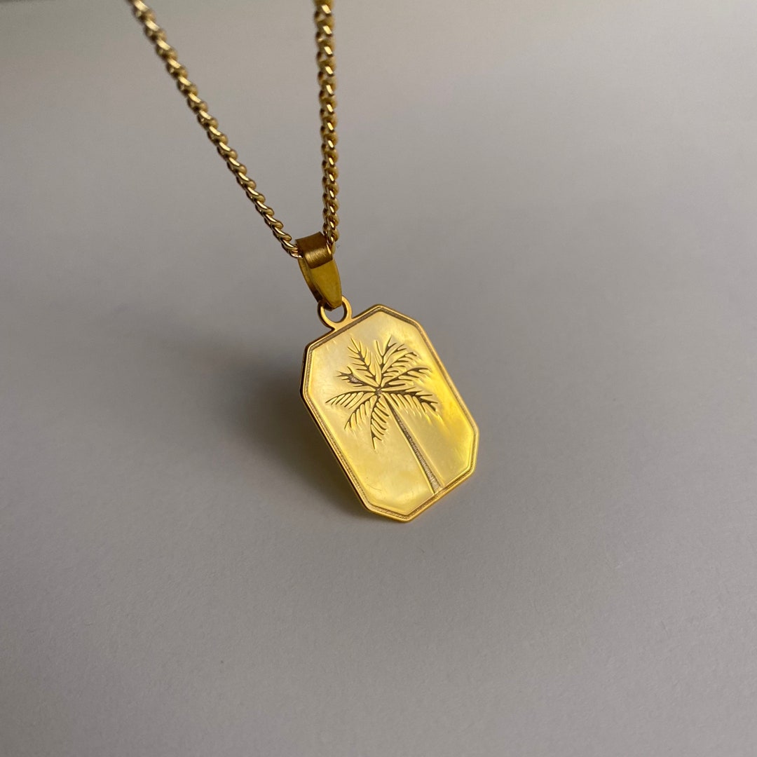 925 Sterling Silver-palm Tree Pendant Chain - Etsy
