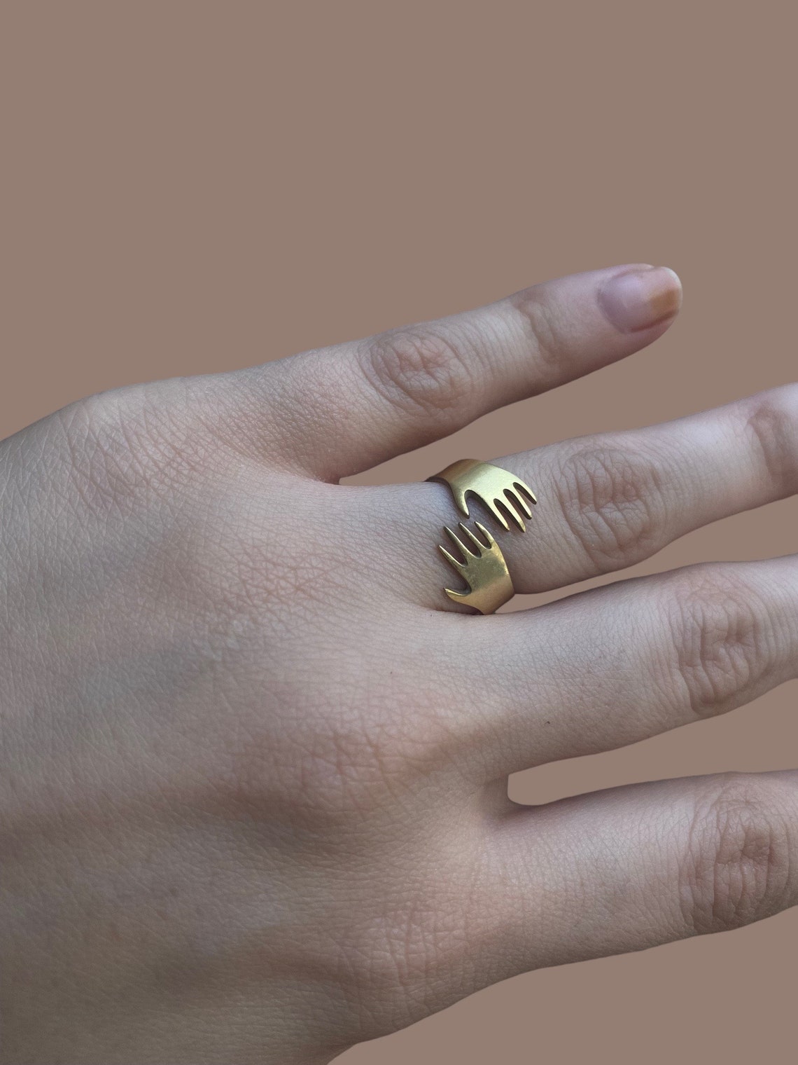 Love Hug Ring - 925 Sterling Silver - Hugging Hand Ring - Stacking Ring ...