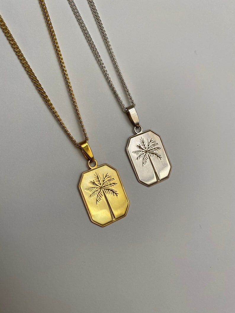 925 Sterling Silver-palm Tree Pendant Chain - Etsy