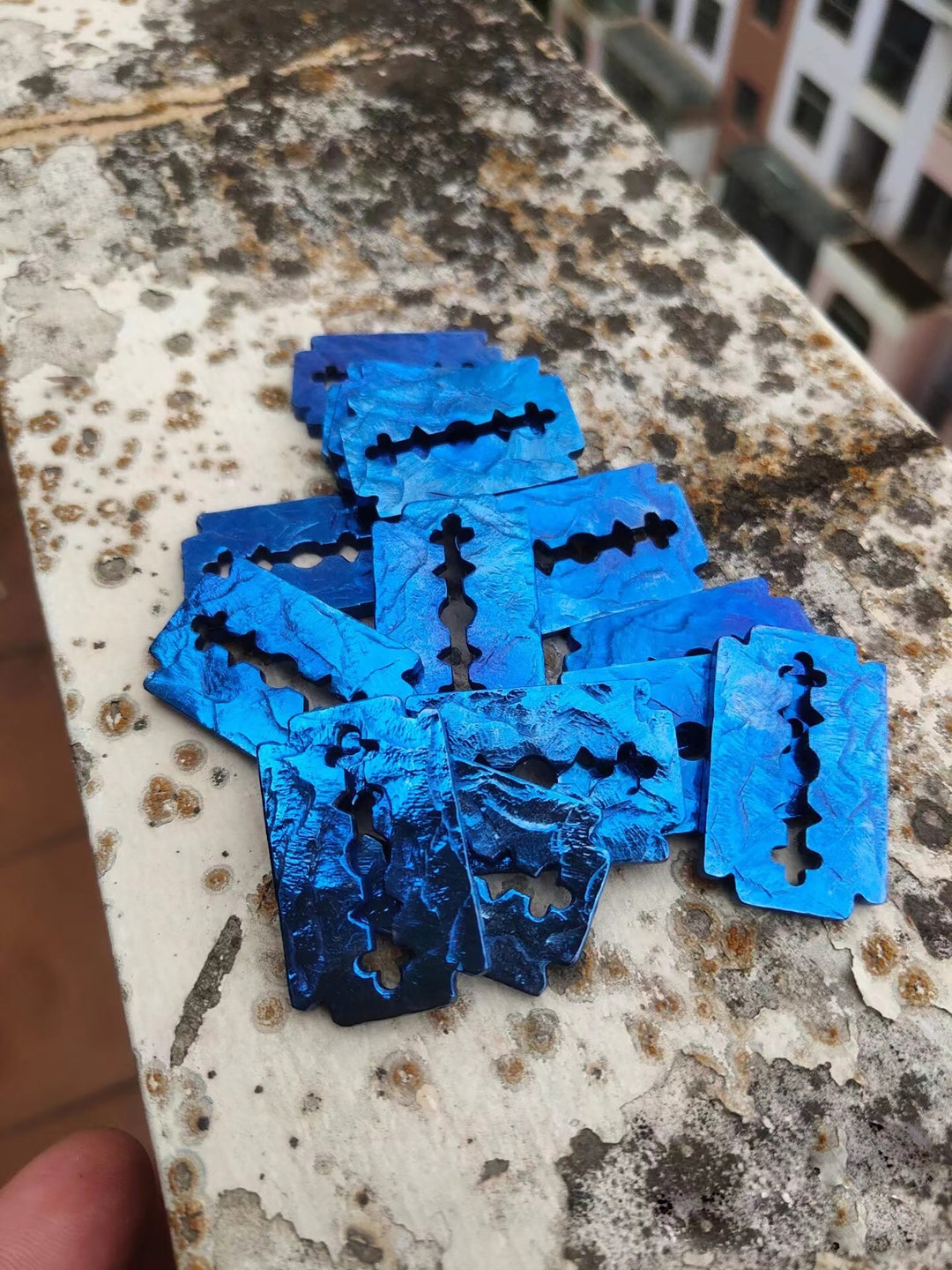 Titanium Blade Pendant,blue Hand Carved Pendant, Titanium Alloy Ice ...