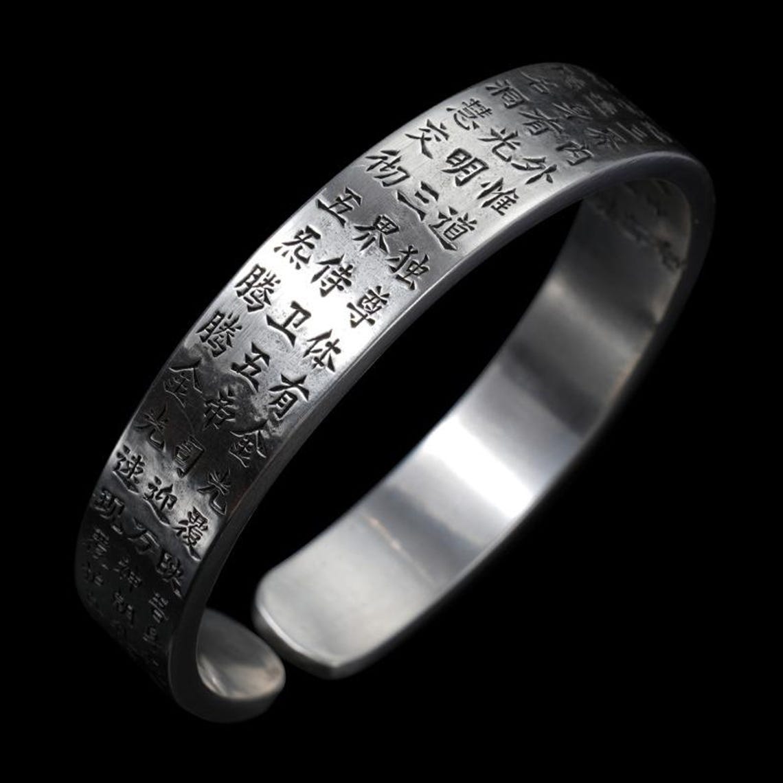Golden Light Spell Bangle - Unisex Pure Silver Bangle 999 Fine Silver ...