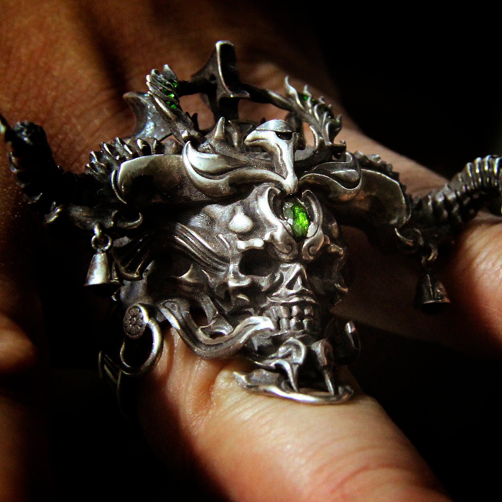 Skull Shape Retro Exaggerated Ring Gothic Style Ring 925 Sterling ...