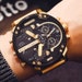 Hexagon Black Waterproof Skeleton Dial Men's Quartz Watch Sapphire ...