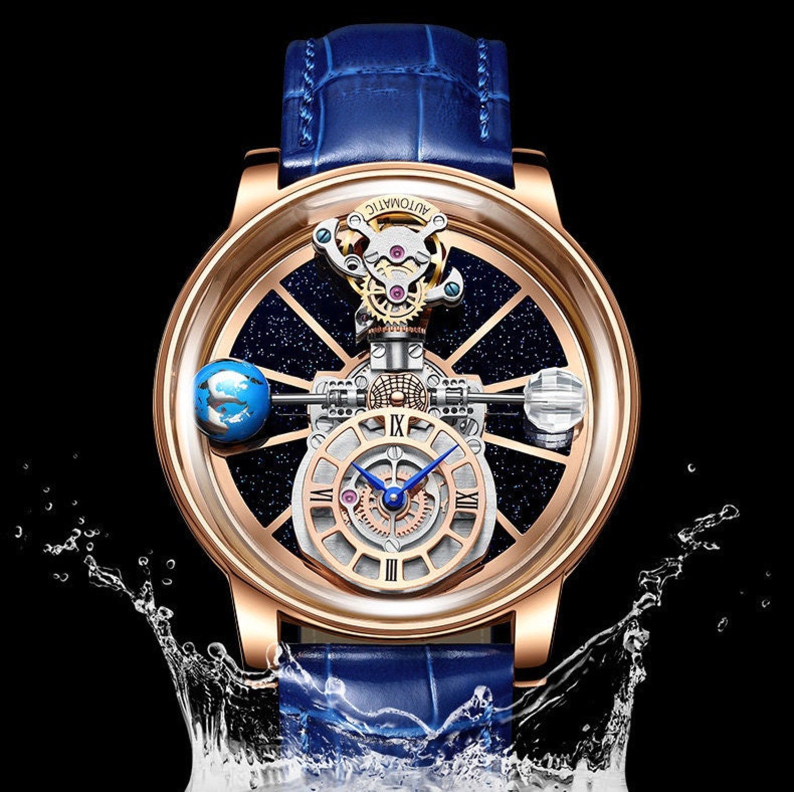 Planetary Celestial Body Rotating Watch Men's Quartz Solar - Etsy