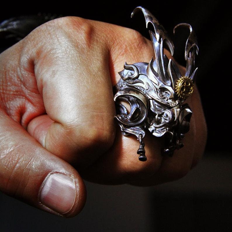 Silver Samurai Ring Solid Silver Samurai Ring Mens Samurai - Etsy