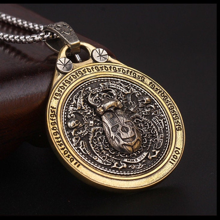 Scarab Mechanical Hobo Nickel Pendant, Men's Necklace, Sweater Chain ...