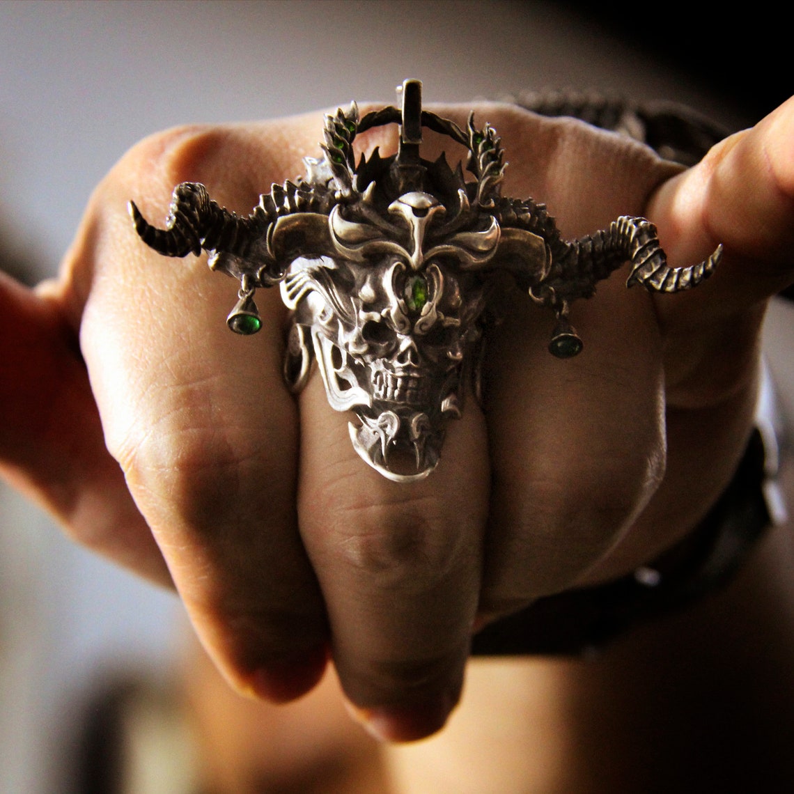 Skull Shape Retro Exaggerated Ring Gothic Style Ring 925 Sterling ...