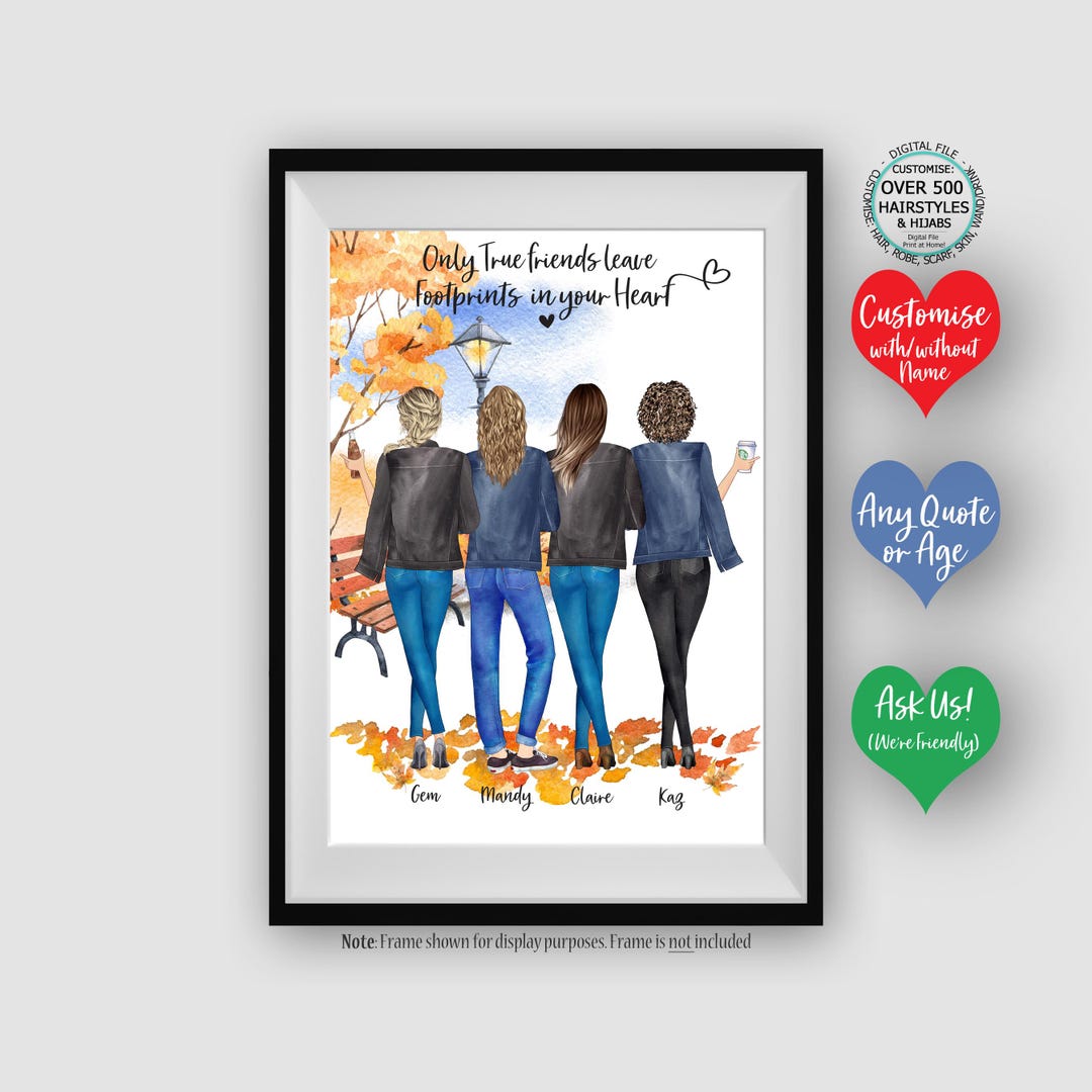 True Friends Footprints in Your Heart Group Print 2-4 Friends ...