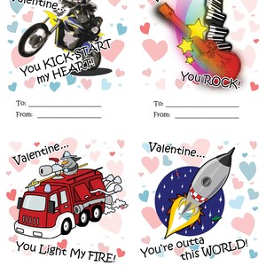 Printable Valentine Cards for Boys, Classroom Valentine Cut-outs, - Etsy
