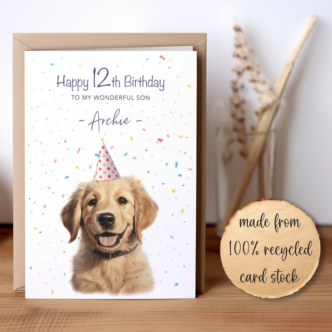 Golden Retriever Puppy Birthday Card A Card for Dog Lovers Dog Card ...
