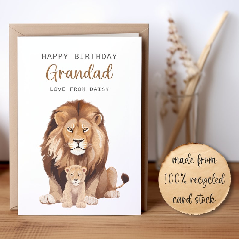 Lion Birthday Card, Daddy, Dad, Son, Cute Gift, Lion A6 Greeting Card ...