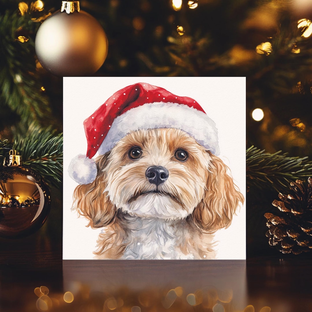 Cavapoo Christmas Card Snow Flake Festive Card Personalised Custom Xmas ...