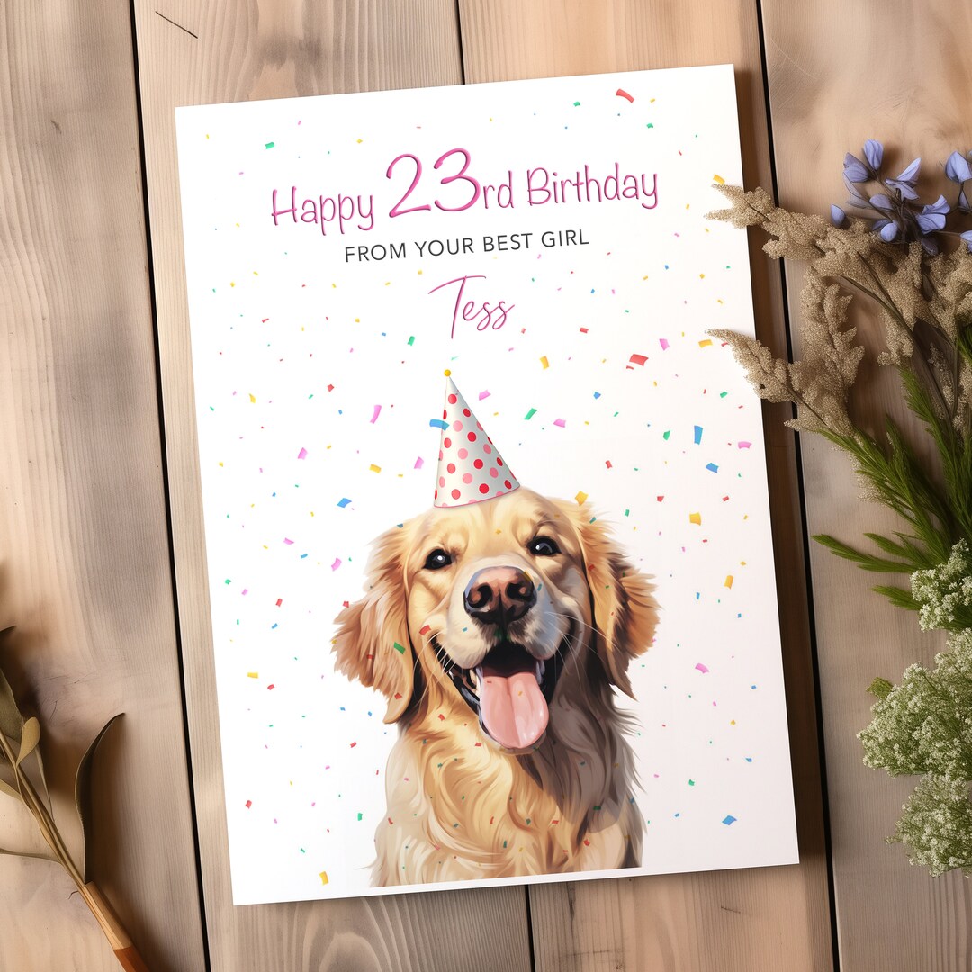 Golden Retriever Birthday Card, Card From Dog, Dog Lovers Gift, Cute ...