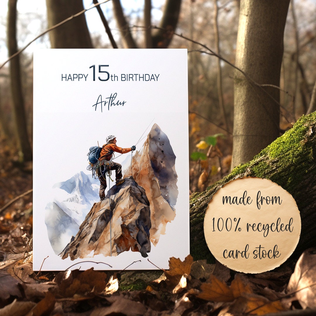 Outdoors Birthday Card Rock Climber Adventure, Abseiling, Card for Son ...