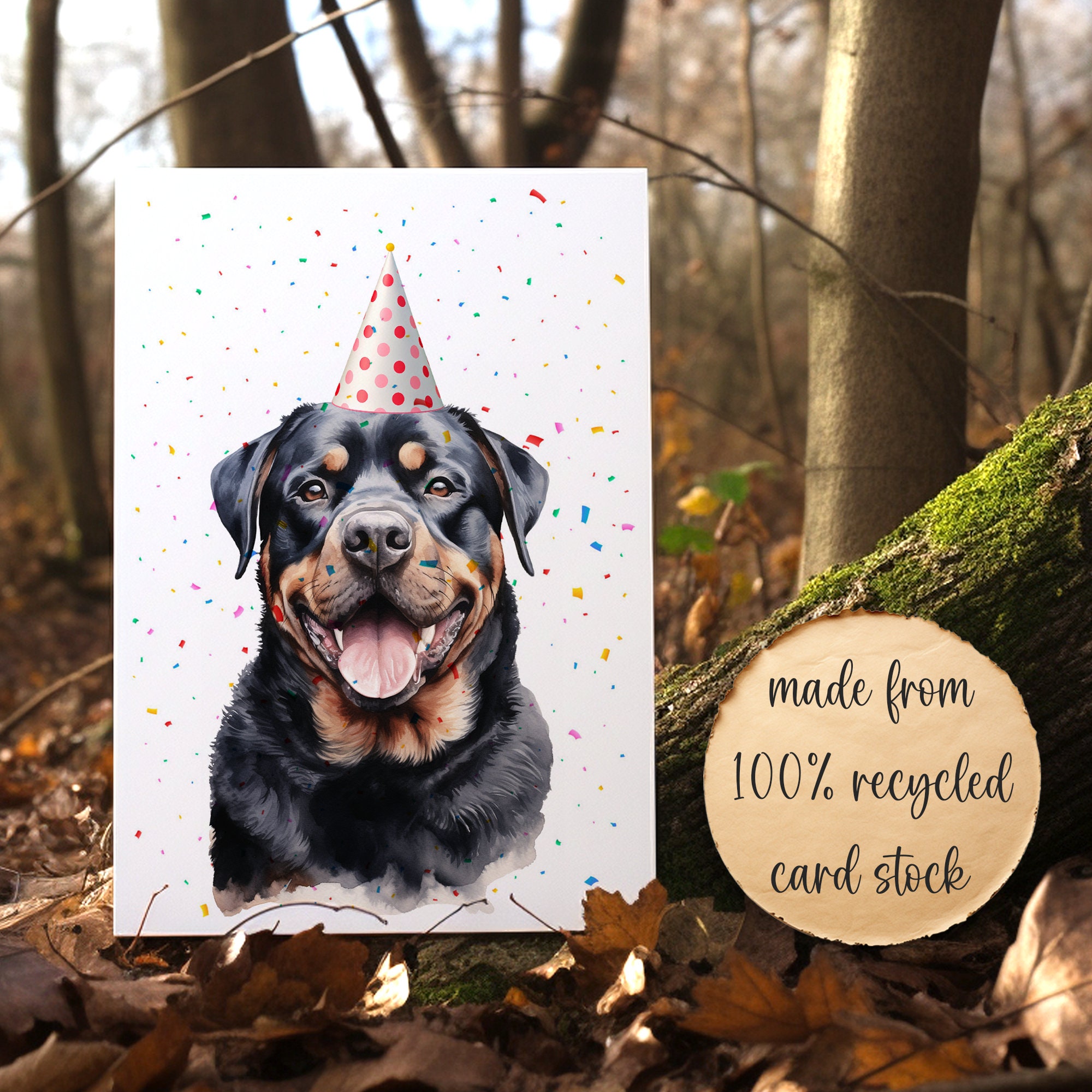 Rottweiler Birthday Card A Card for Dog Lovers Dog Card Cute Gift Dog ...