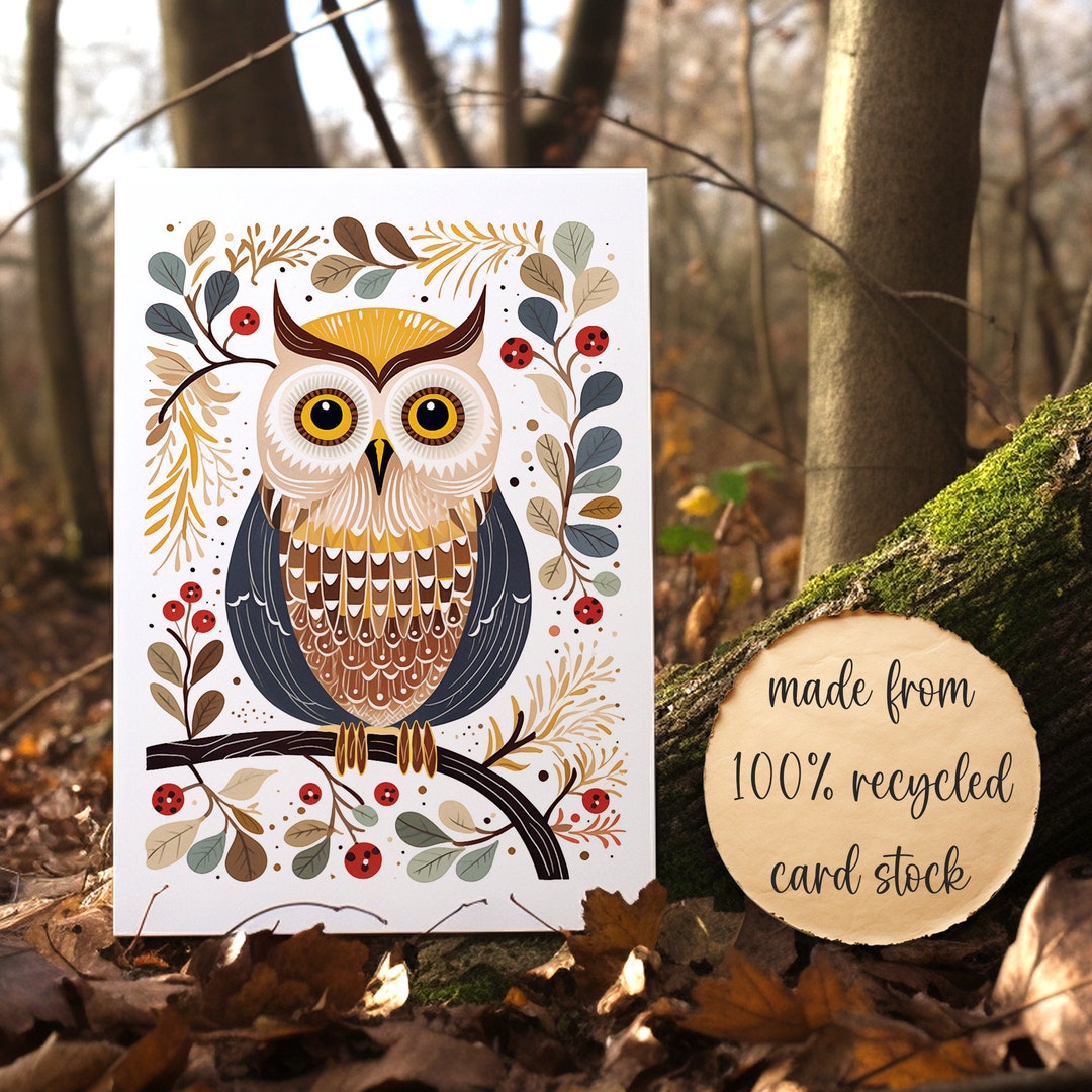 Owl Greeting Card A6 Greeting Card Woodland Illustration Mix & Match ...