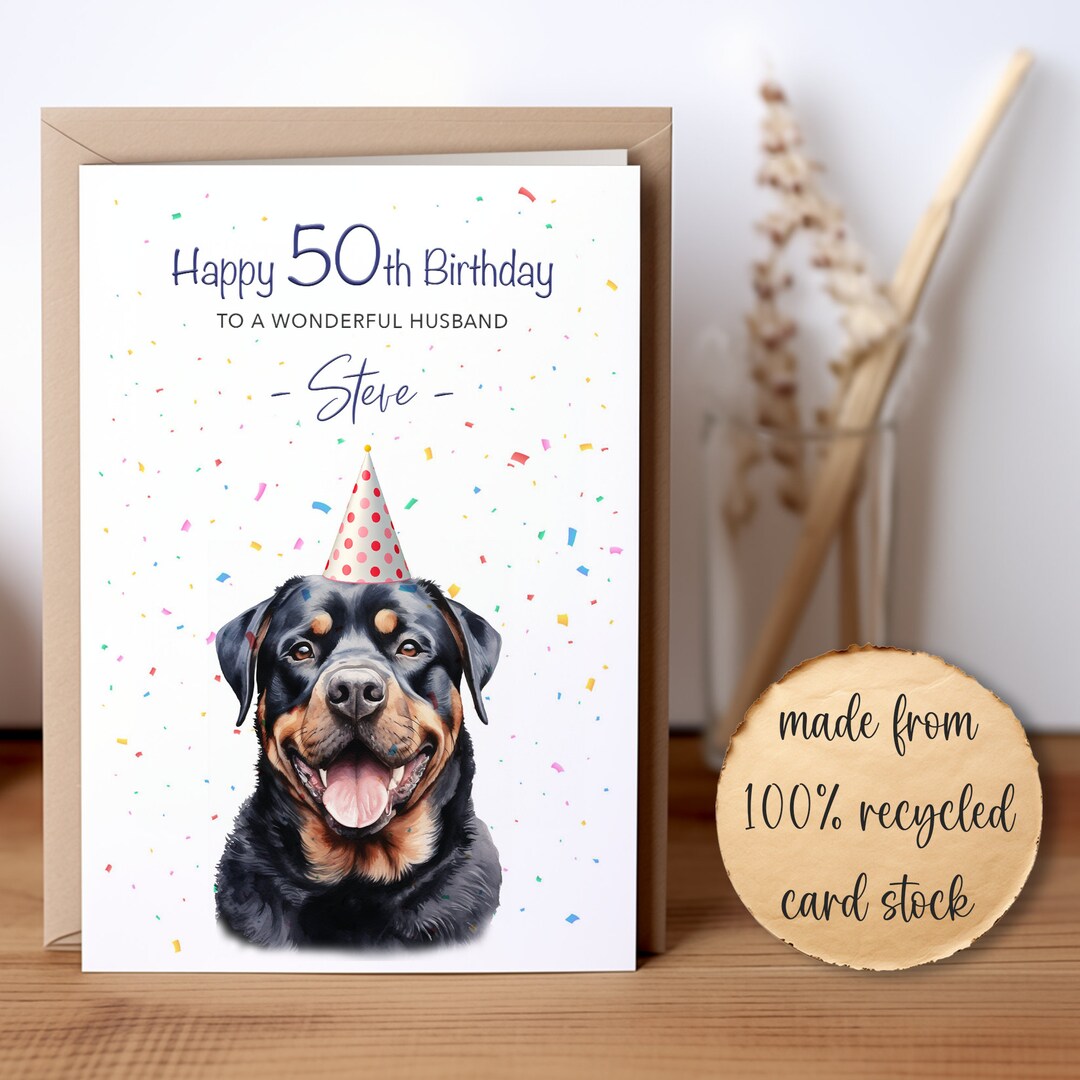 Rottweiler Birthday Card A Card for Dog Lovers Dog Card Cute Gift Dog ...