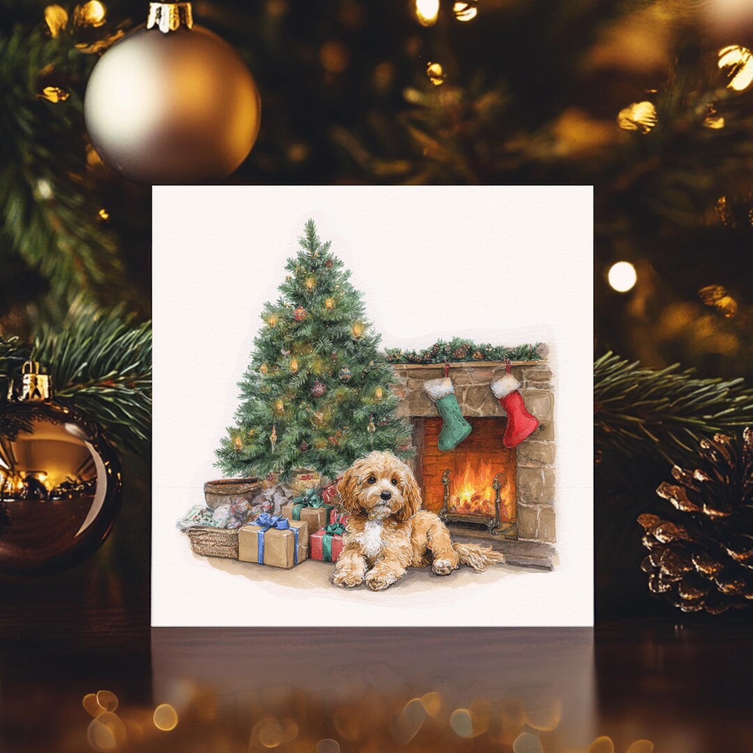 Cavapoo Christmas Card Snow Flake Festive Card Personalised Custom Xmas ...