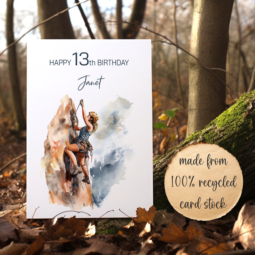 Outdoors Birthday Card Rock Climbing, Adventure, Abseiling, Card for ...