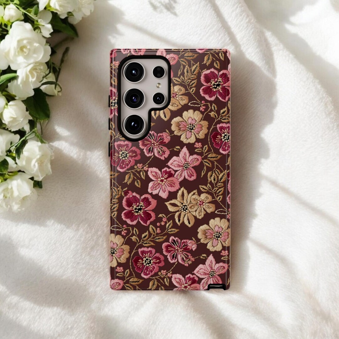 Embroidery Phone Case S24 S23 S22 S21 Plus Ultra, Botanical S24 Ultra ...