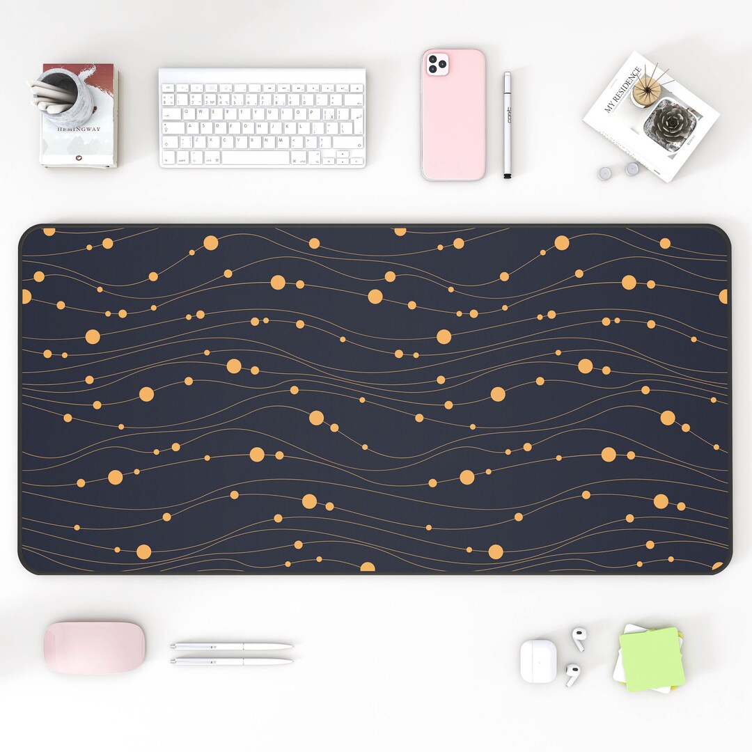 Abstract Wave Desk Mat, Blue Mousepad, Aesthetic Office Desk Decor ...