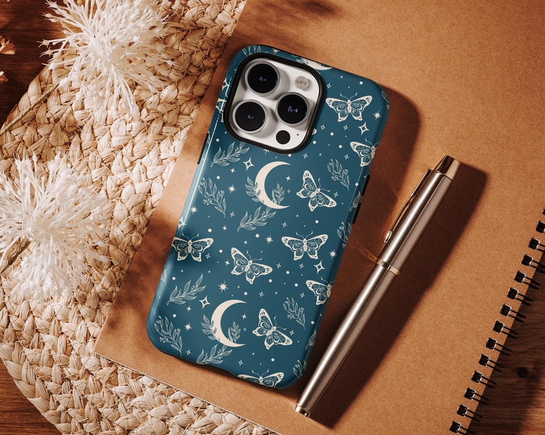 Cute Butterfly Moon iPhone 15 14 13 12 11 Pro Max Case, Celestial S24 ...