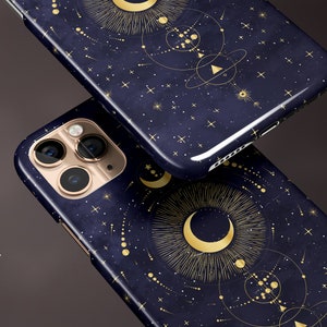 MOON iPhone Case 15 14 13 12 11 Pro Max Celestial, Night Starry iPhone ...