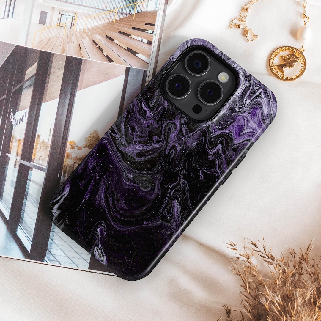 Black Purple Pink Marble iPhone 15 14 13 12 11 Pro Max, Abstract Liquid ...