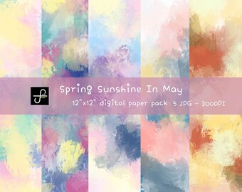 Mist Abstract Art 5 Digital Papers, Colorful Pattern Background ...