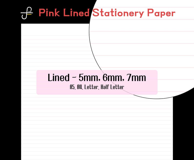 Printable Pink Lined Paper Template for Notes Journaling or Writing ...