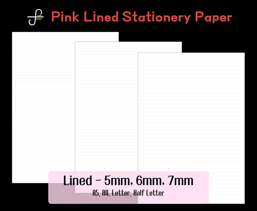 Printable Pink Lined Stationery Paper for Journaling and Notes ...