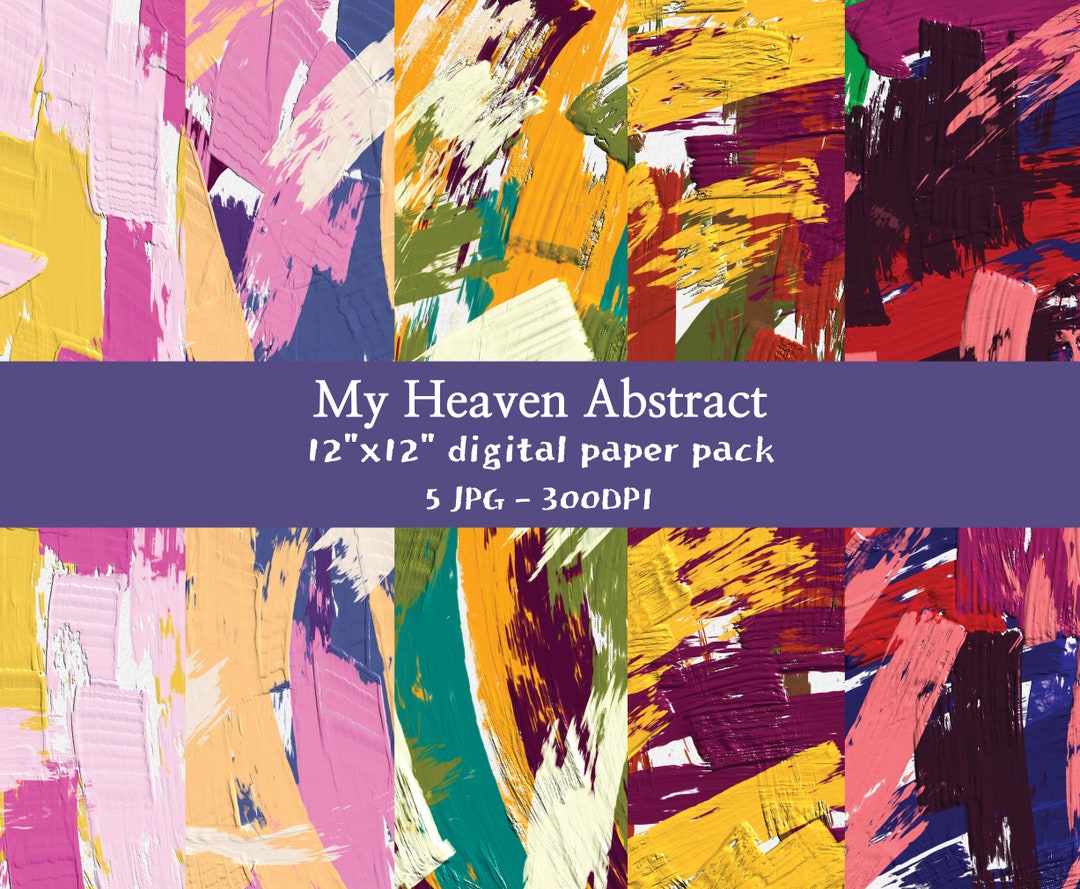 My Heaven Abstract Art, 5 Digital Papers Colorful Pattern Background ...
