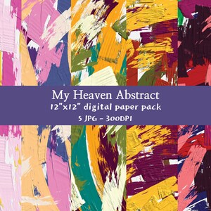 My Heaven Abstract Art, 5 Digital Papers Colorful Pattern Background ...