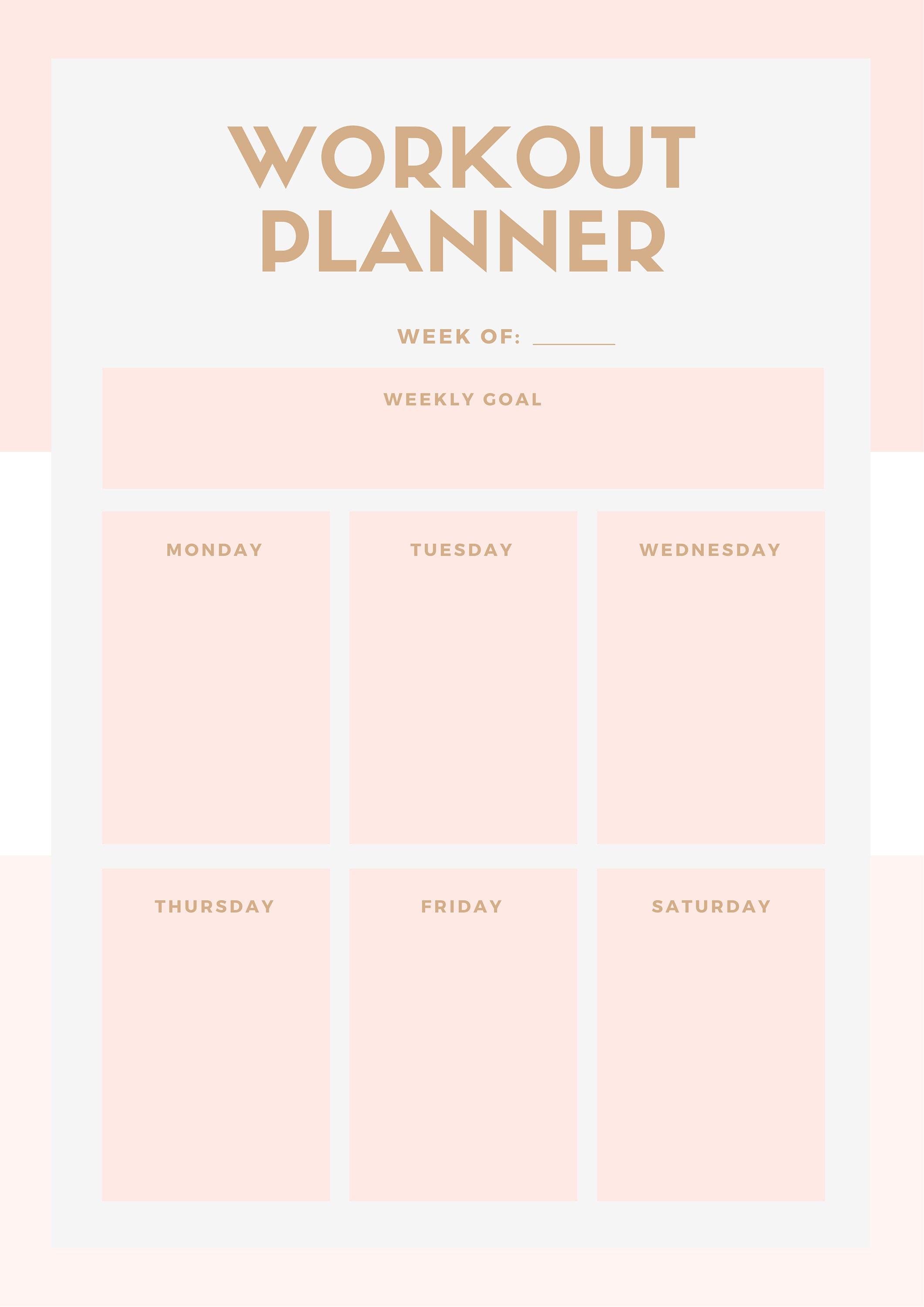 Weekly Workout Planner Printable Workout Planner Editable Etsy
