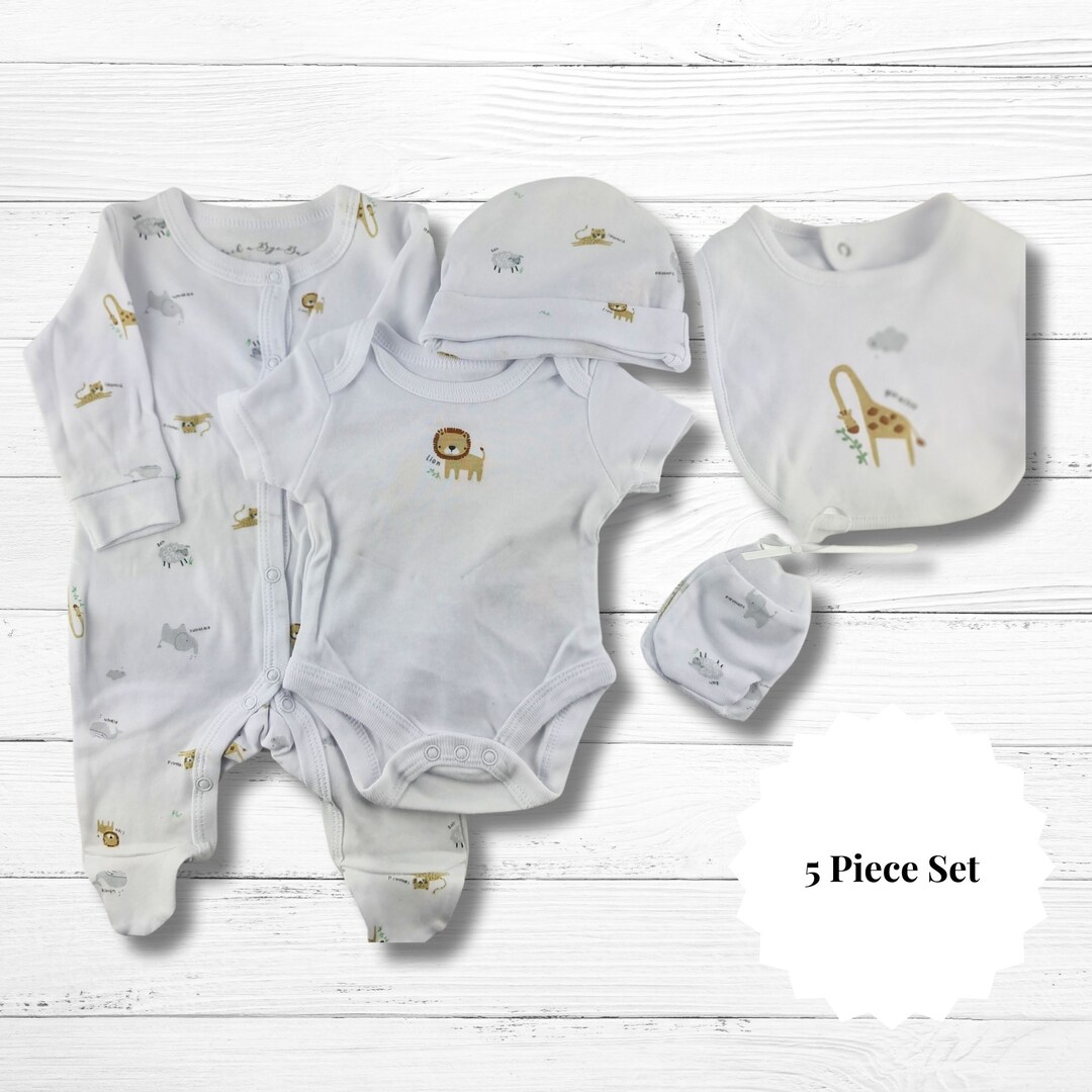 5 Piece Unisex Home From Hospital Baby Suit, Personalised New Baby Gift ...