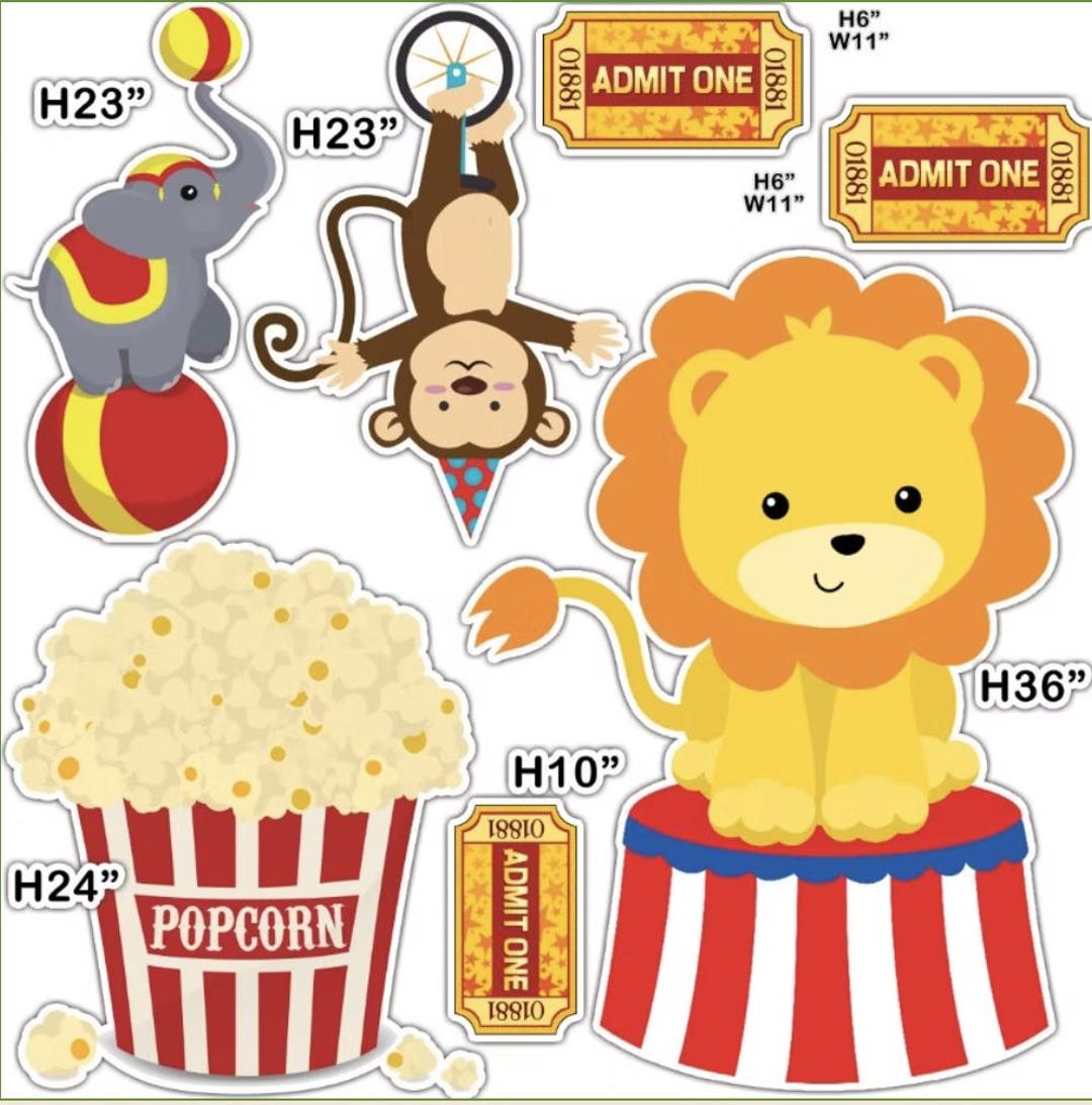 UP2216HS Circus Animals Carnival Party Props Set, Stands Not Included ...