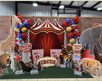 UP2216HS Circus Animals Carnival Party Props Set, Stands Not Included ...