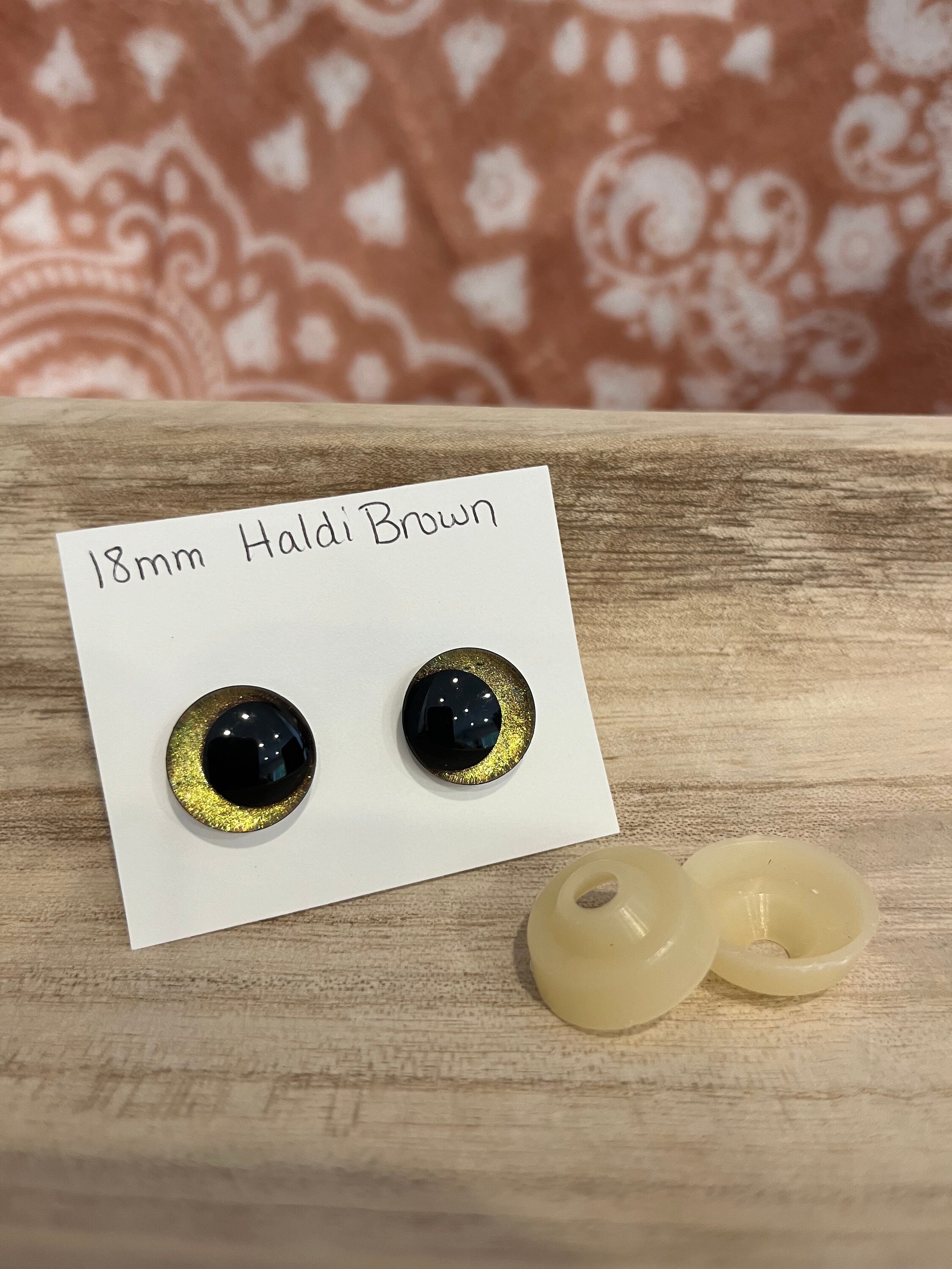 Handpainted Holographic Safety Eyes Haldi Brown 1 Pair Offset Recessed ...