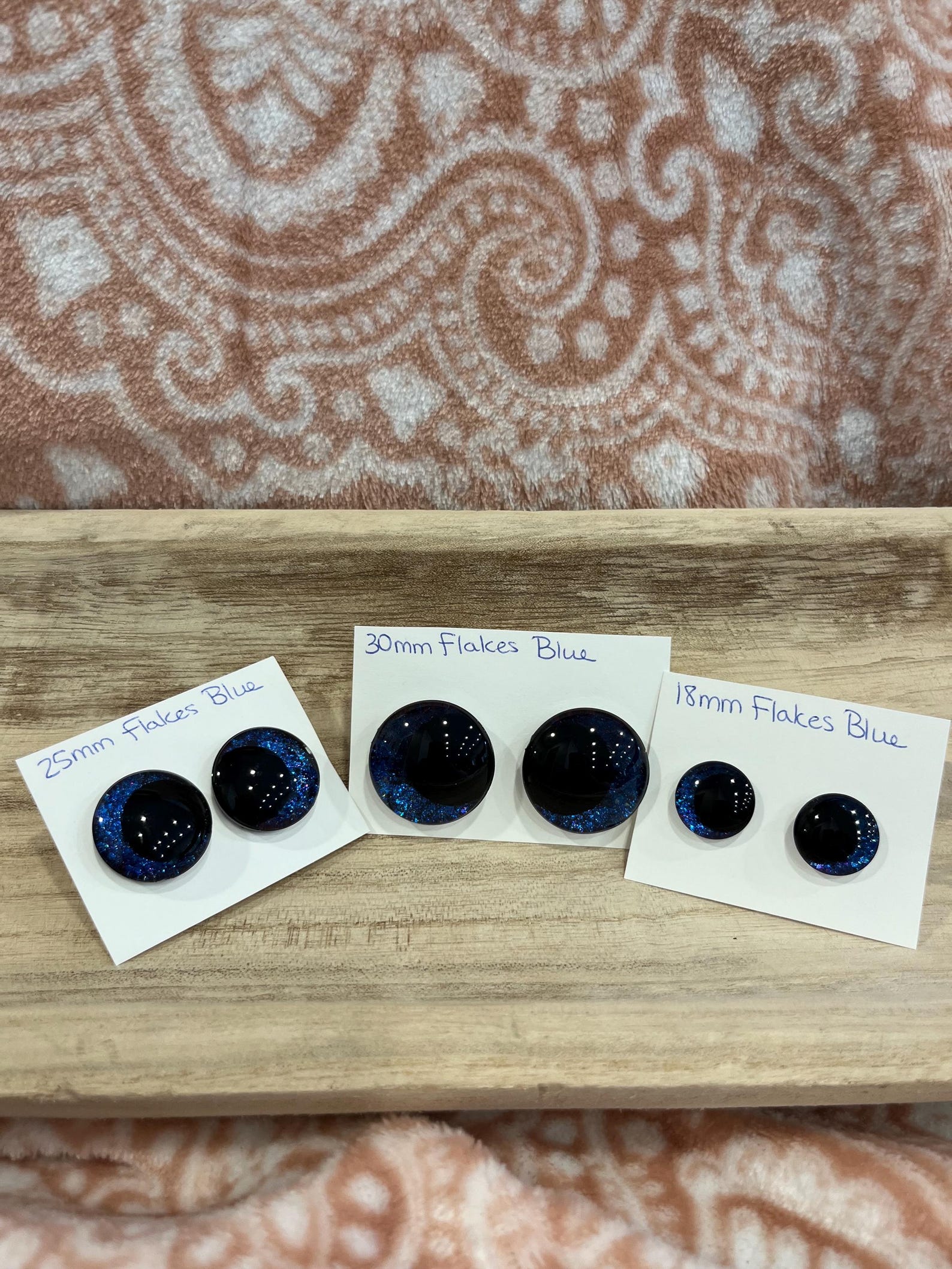 Handpainted Safety Eyes Black Pupil Holographic Flakes Blue 1 Pair ...